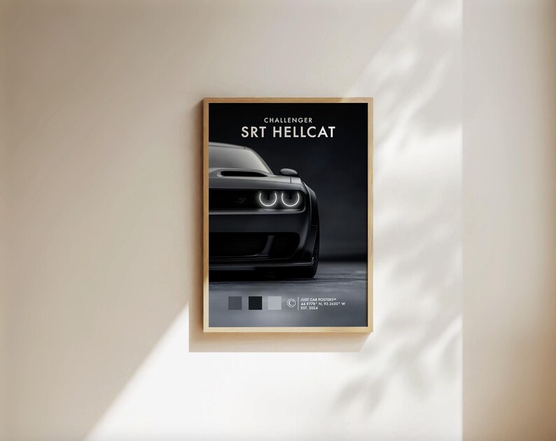 Dodge Challenger Poster, SRT Hellcat Wall Art, Magazine Car Poster ...