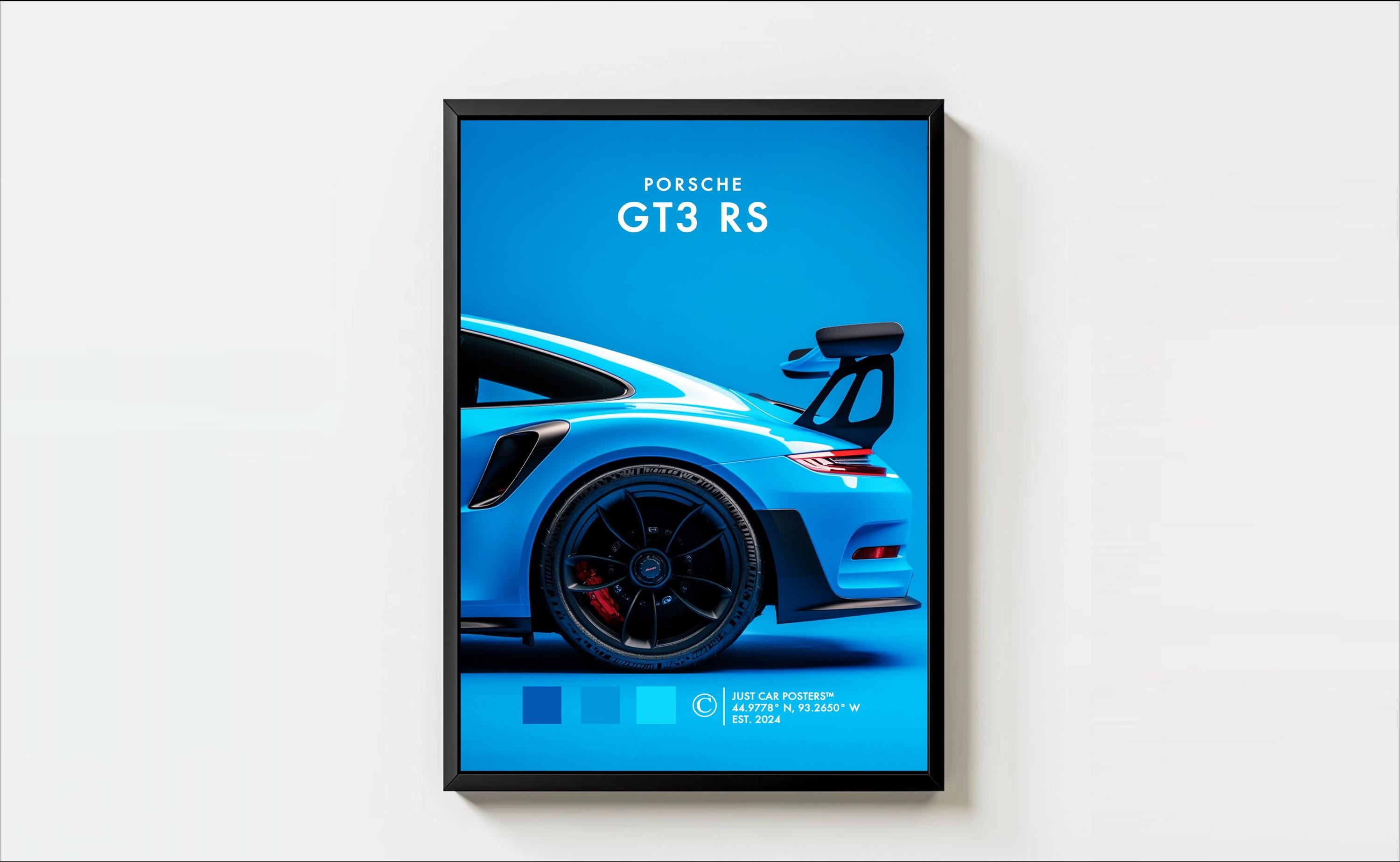 Porsche GT3 RS Poster, Sports Car Poster, Magazine Car Poster, Porsche ...