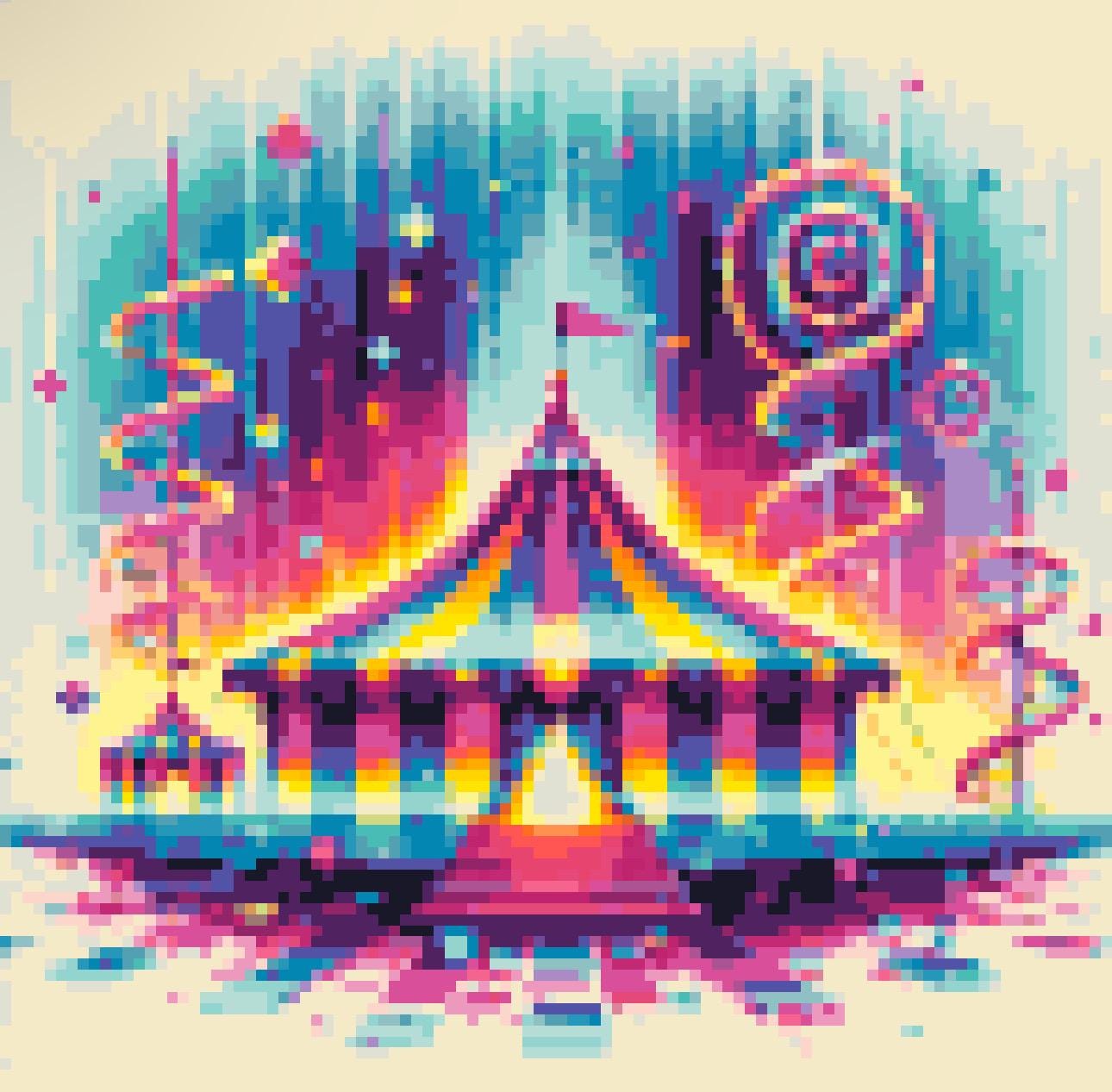 Digital Circus Tent Cross Stitch Pattern - PDF Download, Vibrant Pixel ...