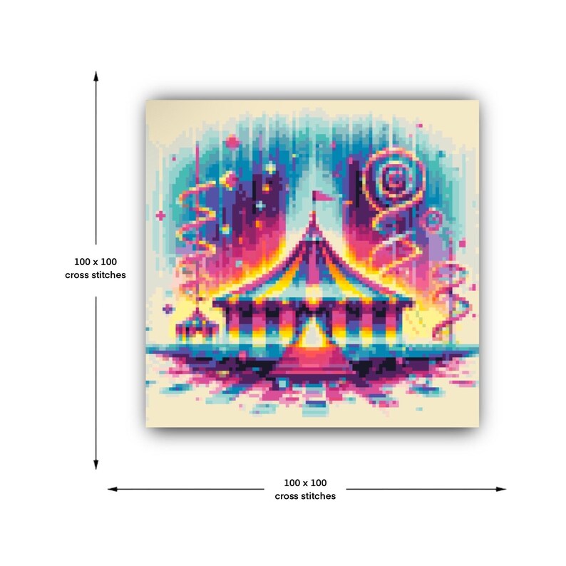 Digital Circus Tent Cross Stitch Pattern - PDF Download, Vibrant Pixel ...