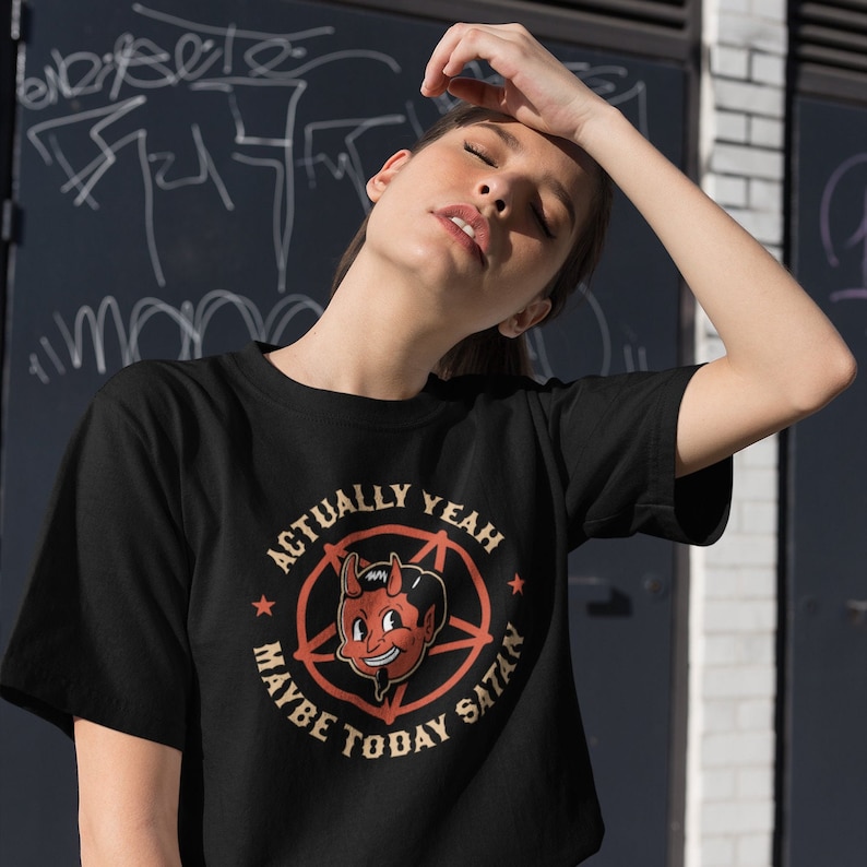 Actually Yeah Maybe Today Satan Shirt, Retro Vintage Halloween Goth ...