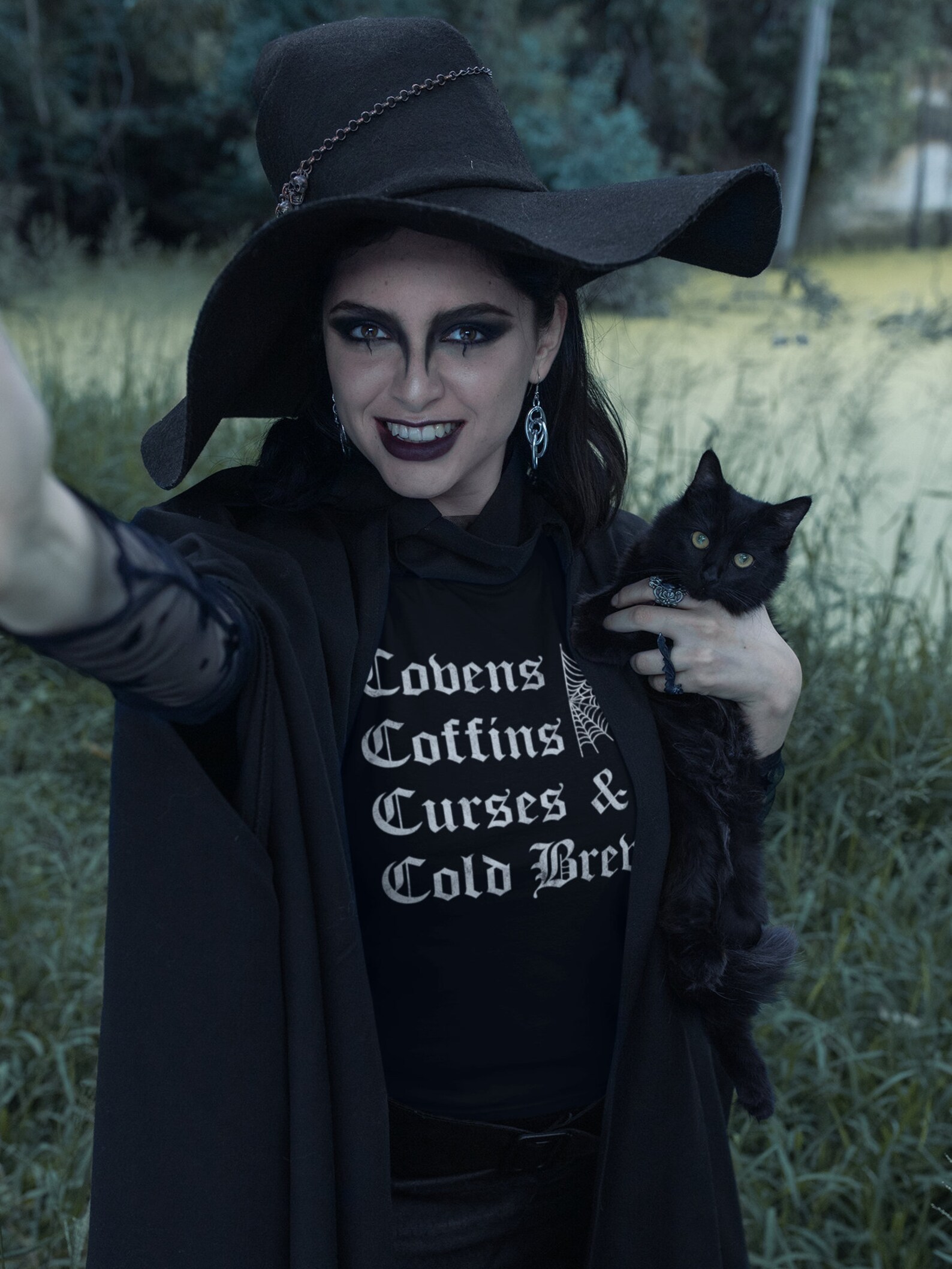 Covens Coffins Curses and Cold Brew Shirt, Retro Halloween Shirt, Cold ...