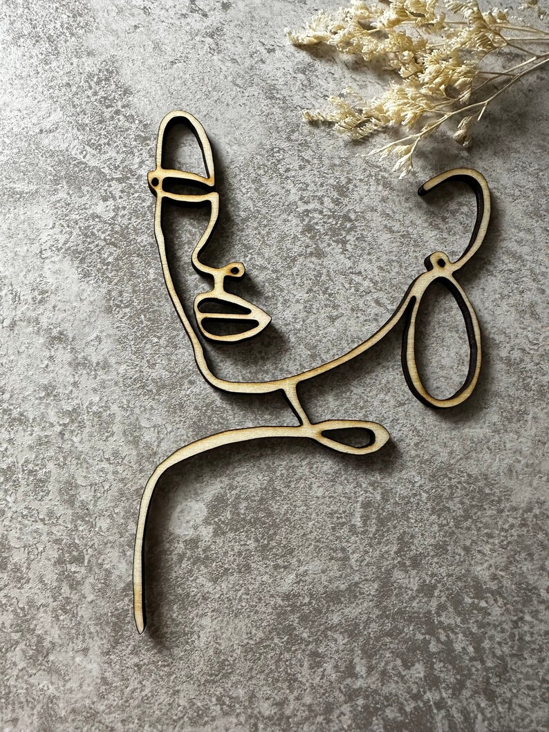 One Line Art Cake Topper Topper Face Woman Lady Face Cake Topper Cake ...