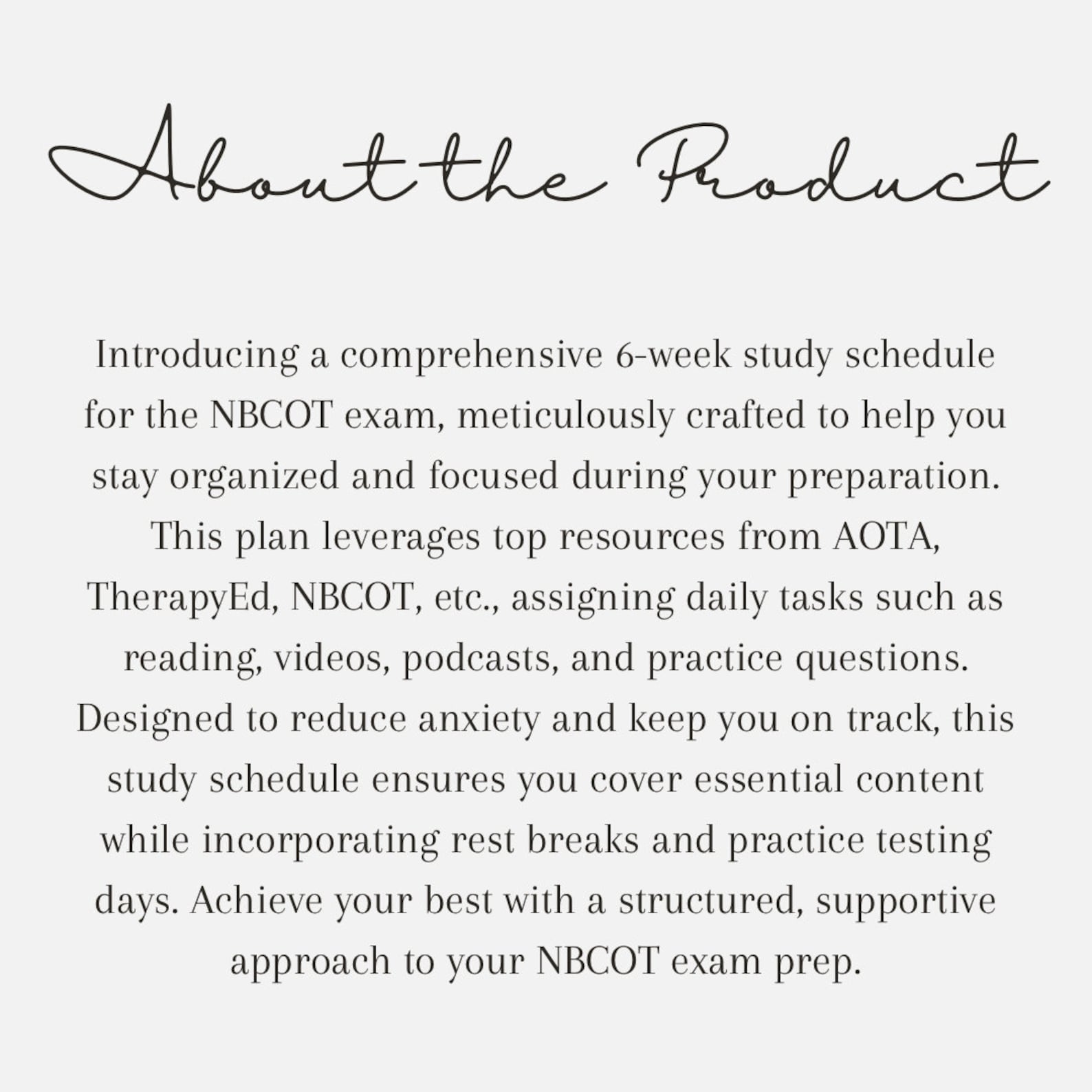 6 Week NBCOT Study Plan - Etsy