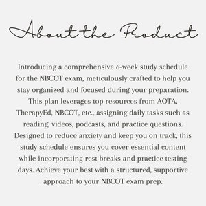 6 Week NBCOT Study Plan - Etsy
