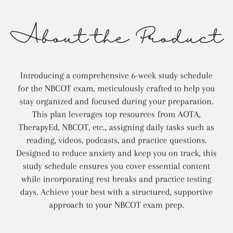 6 Week NBCOT Study Plan - Etsy