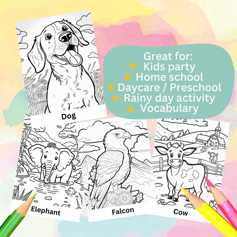 Animal Coloring Pages ABC A-Z Coloring Sheet 26 Pages for Kids Party ...