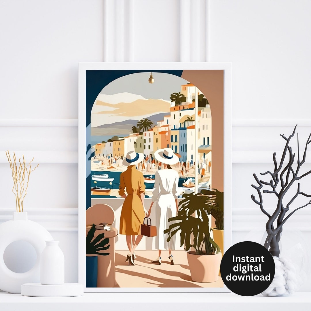 Beautiful Coastal French Riviera Abstract Wall Art, Travel ...