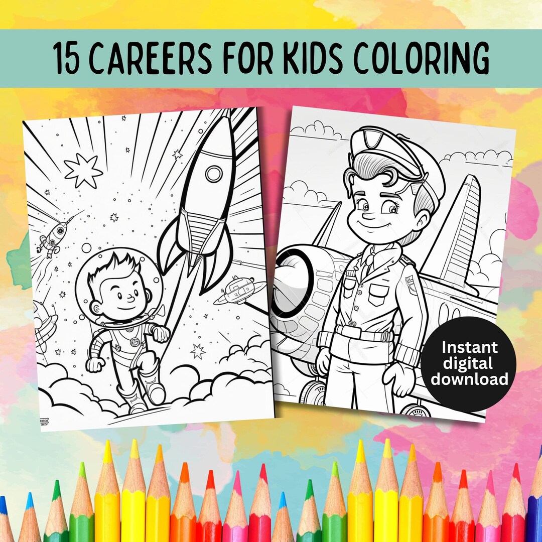 Kids Coloring Pages 15 Pages of Most Aspiring Jobs for Kids Party ...