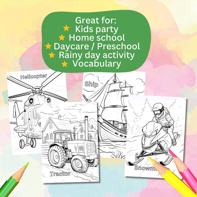 Cool Vehicle Coloring Pages, Printable Cars Bus Truck Tractor Colouring ...