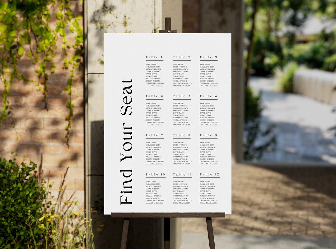 Modern Edgy Wedding Seating Chart Template, DIY Wedding, Minimalist ...
