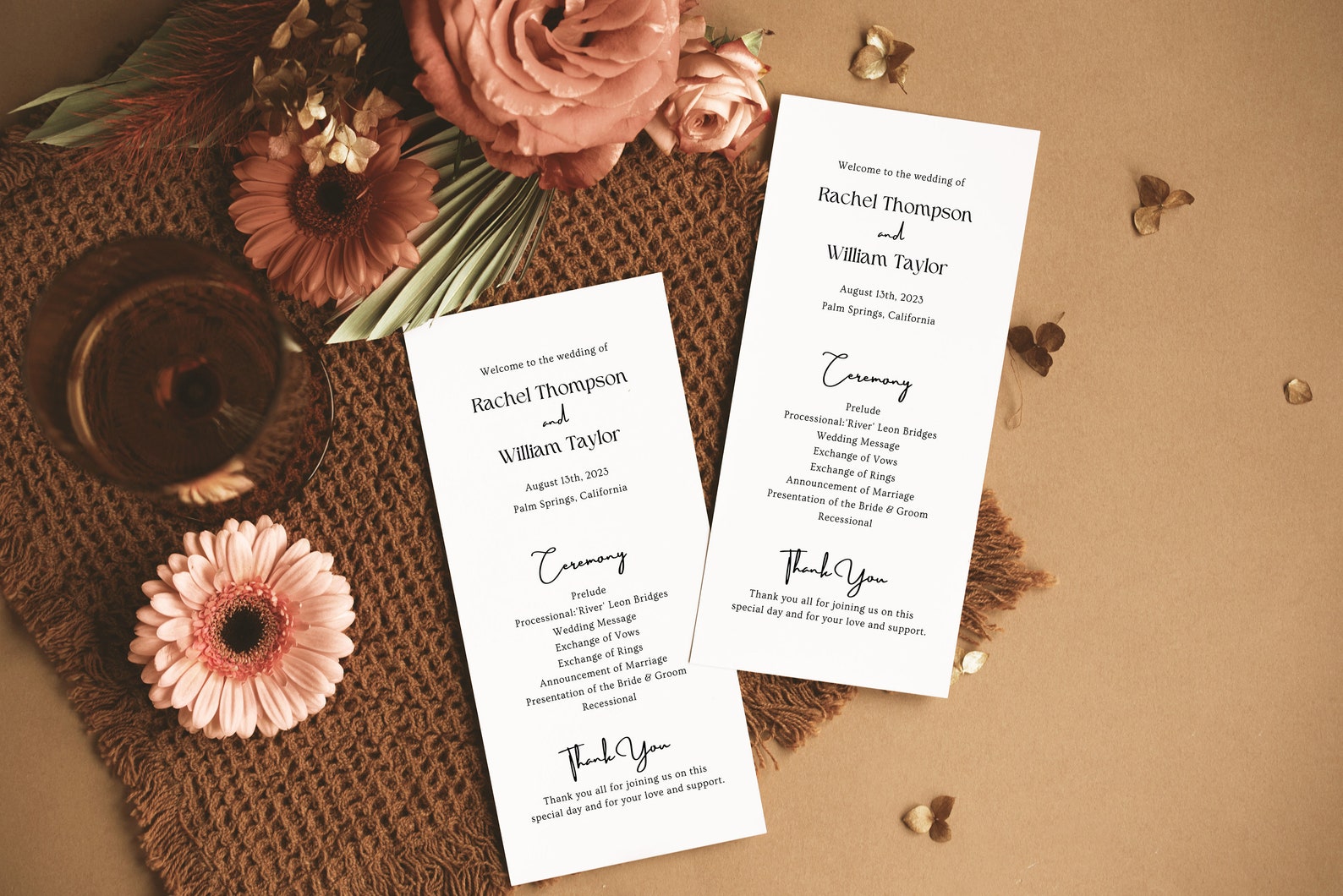 Wedding Program Template, Modern Wedding Ceremony Program, Printable ...