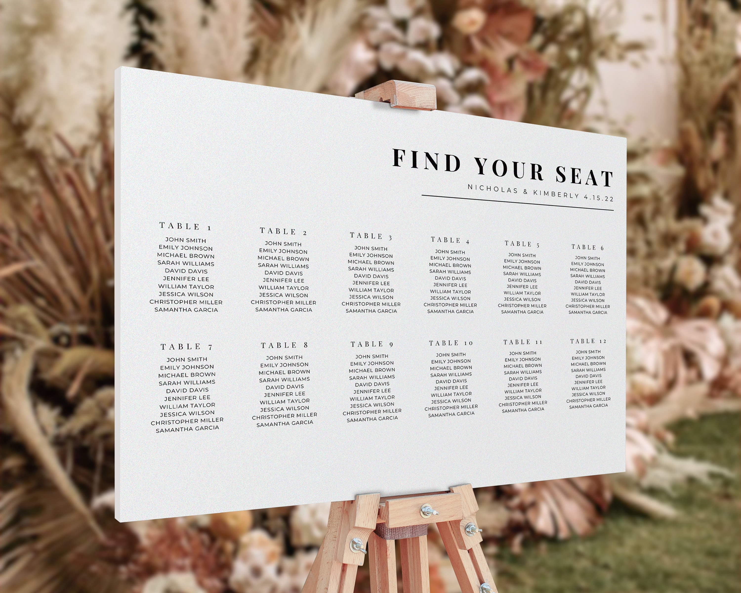 Modern Wedding Seating Chart Template, Minimal Seating Sign, Simple ...