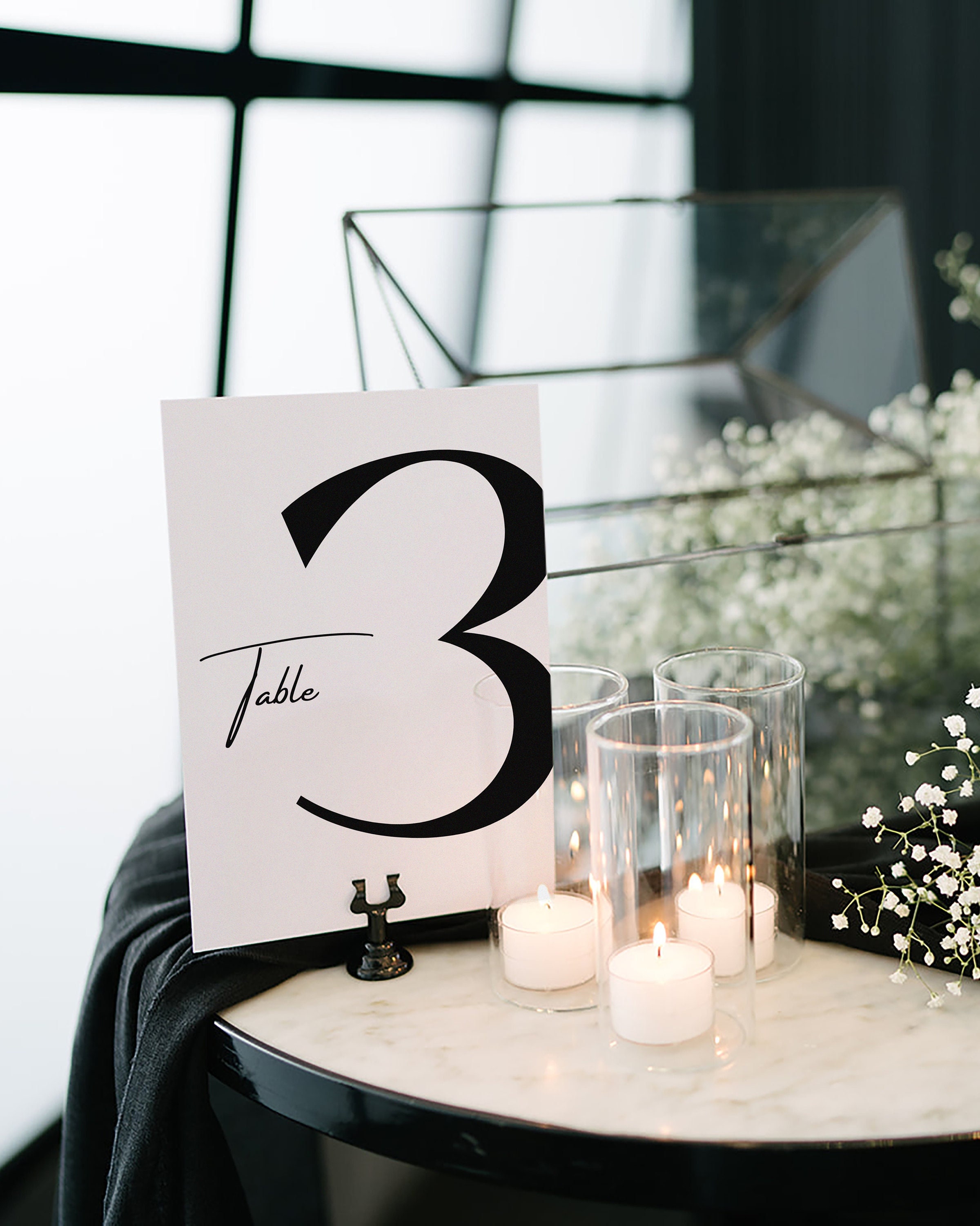 Edgy Modern Wedding Table Number Template, Editable Table Number ...