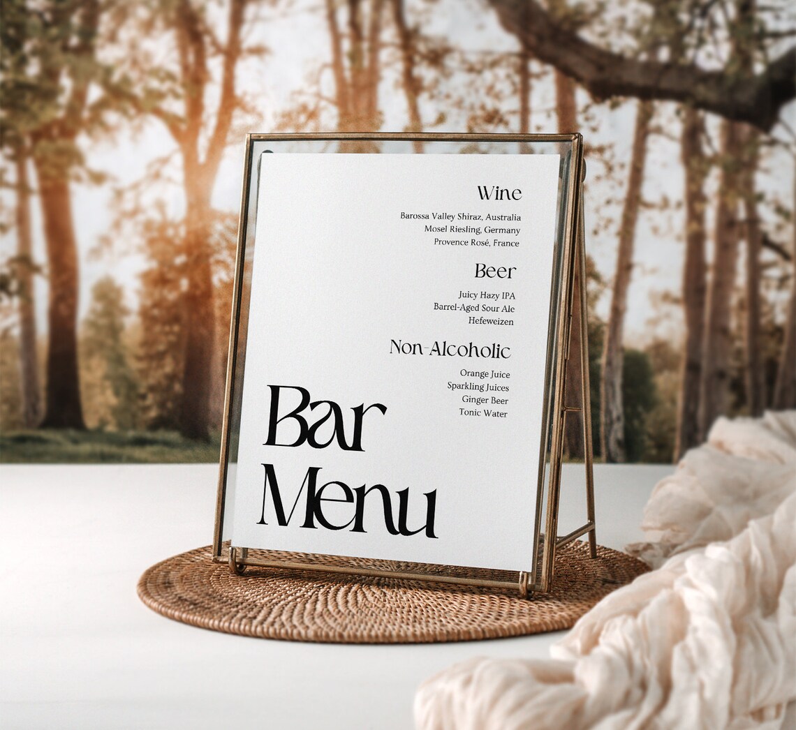 Modern Edgy Bar Sign Template, Wedding Cocktail Bar Sign, Wedding Drink ...
