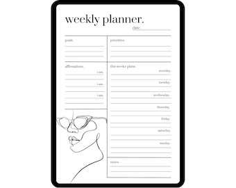 Weekly Planner Printable Portrait, Minimalist Weekly Schedule, Week at ...