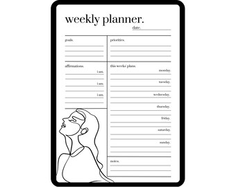 Weekly Planner Printable Portrait, Minimalist Weekly Schedule, Week at ...
