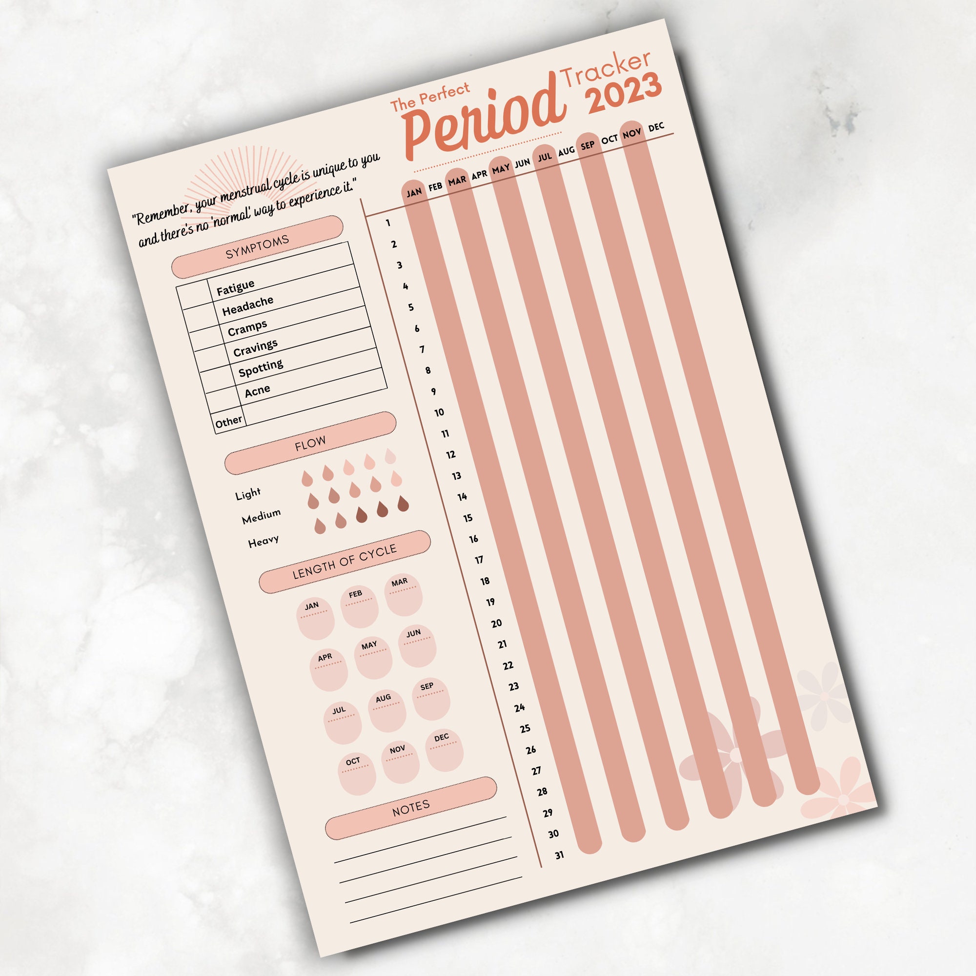 Printable Period Tracker, Ovulation Tracker, Fertility Planner, Period ...