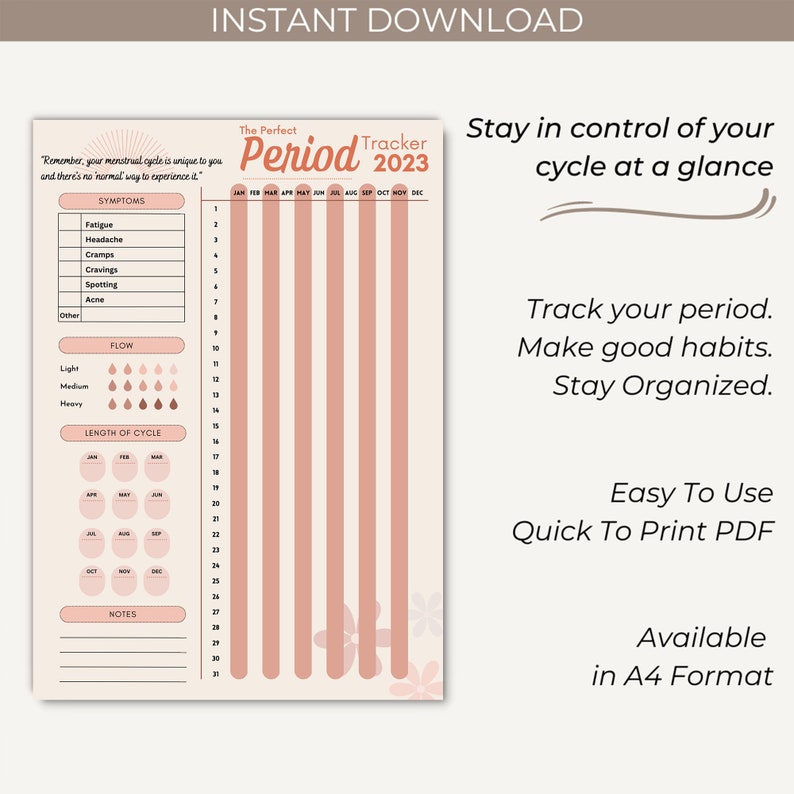 Printable Period Tracker, Ovulation Tracker, Fertility Planner, Period ...