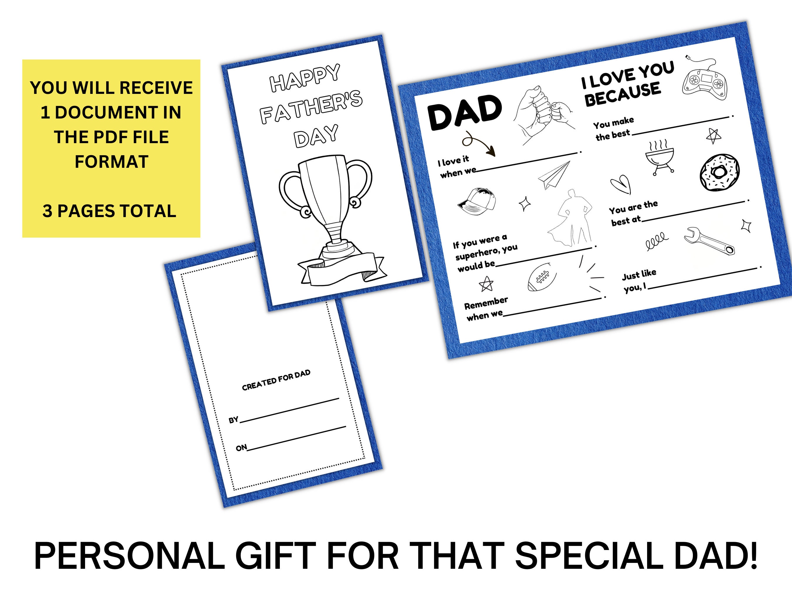 Father's Day Card Printable, Dad Gift From Kids, Fill in the Blank Card ...