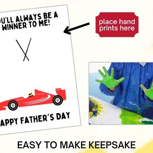 Handprint Art for Dad Printable Handprint Keepsake Gifts for Race Car ...