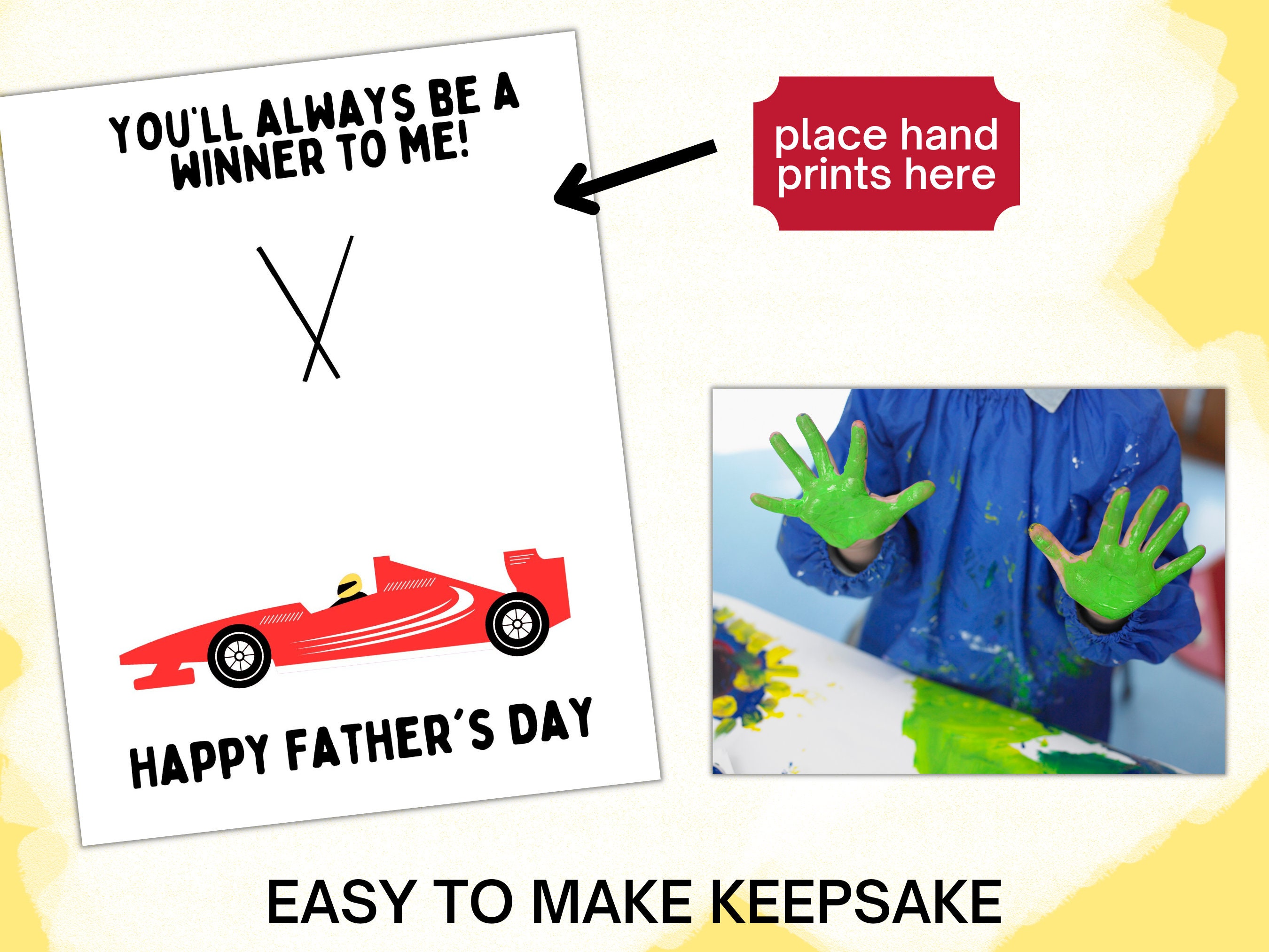 Handprint Art for Dad Printable Handprint Keepsake Gifts for Race Car ...