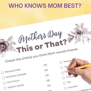This or That Game for Mother's Day Printable Game Party Games Printable ...