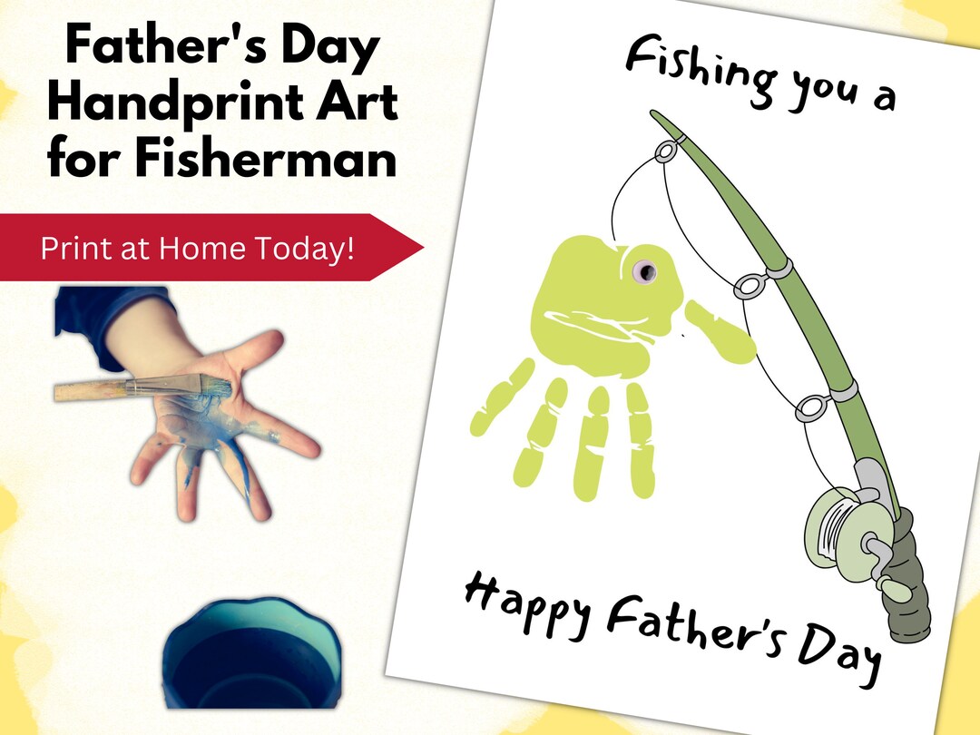 Handprint Art for Dad Printable Handprint Keepsake Gifts for Fishermen ...