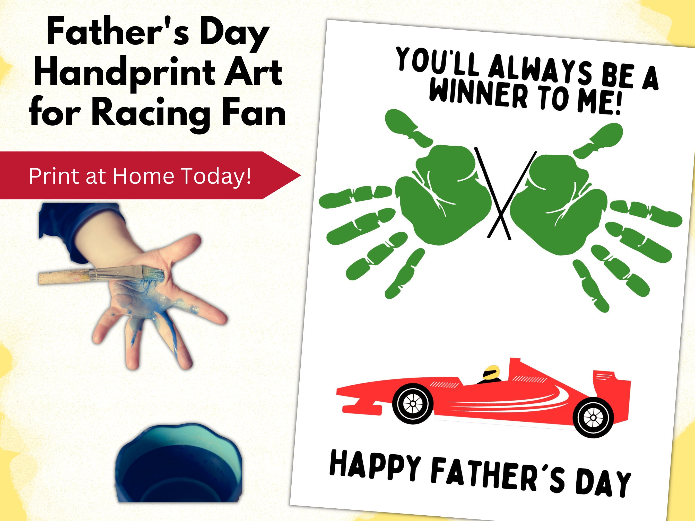 Handprint Art for Dad Printable Handprint Keepsake Gifts for Race Car ...