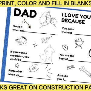Father's Day Card Printable, Dad Gift From Kids, Fill in the Blank Card ...