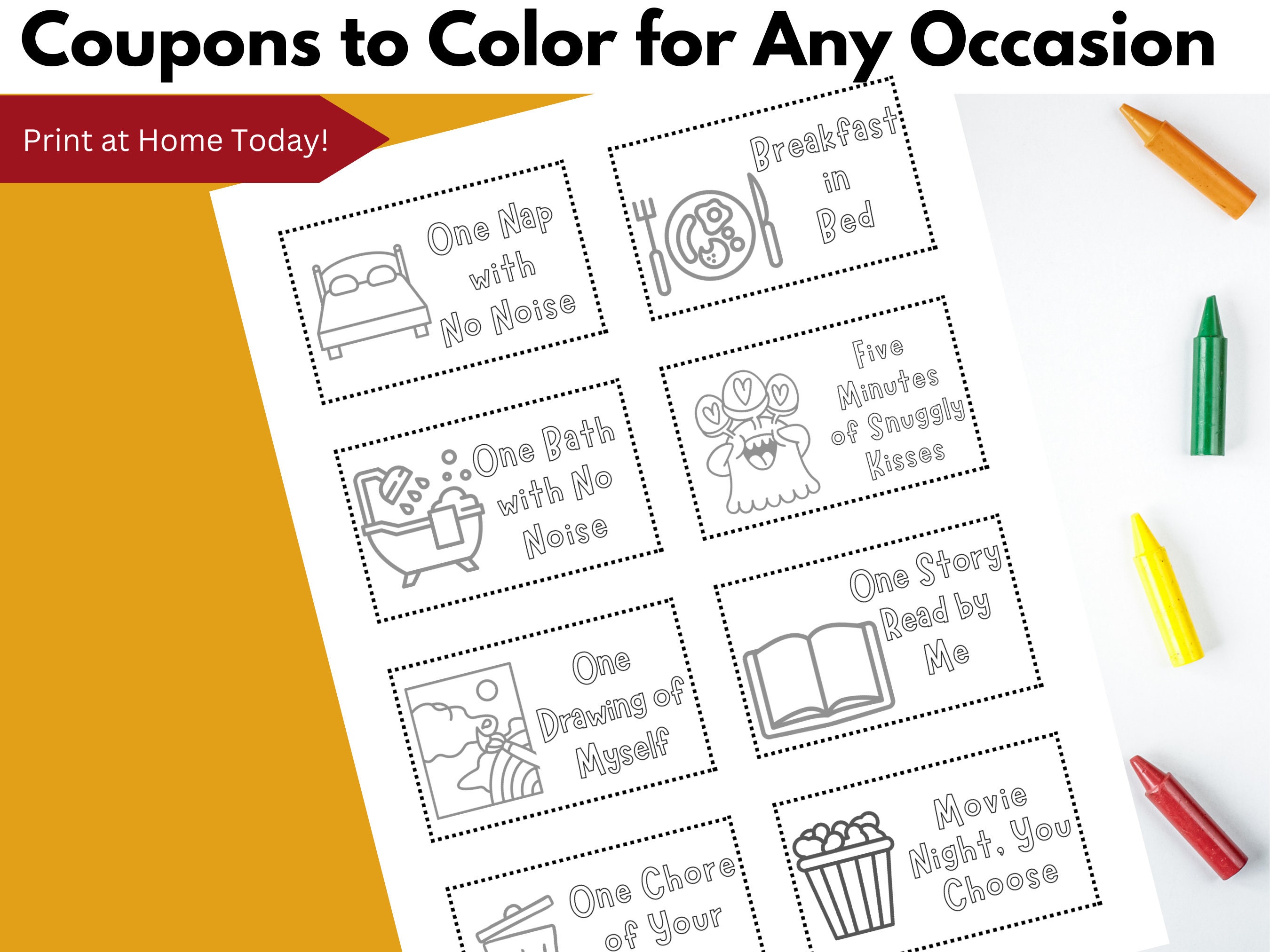 Printable Coupon Book | Coupon Book for Kids to Color | Last Minute ...
