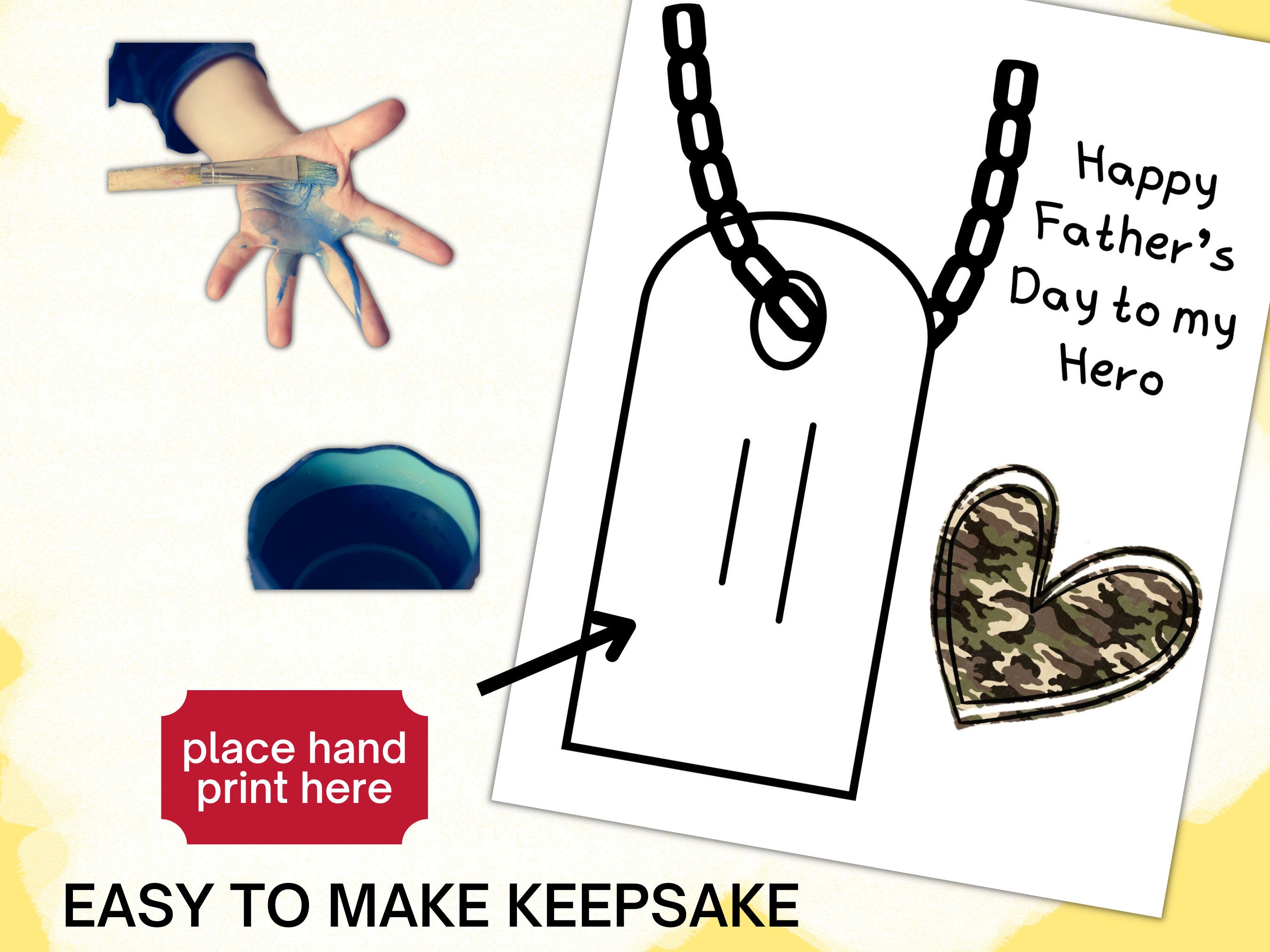 Handprint Art for Dad Printable Handprint Keepsake Gifts for Military ...