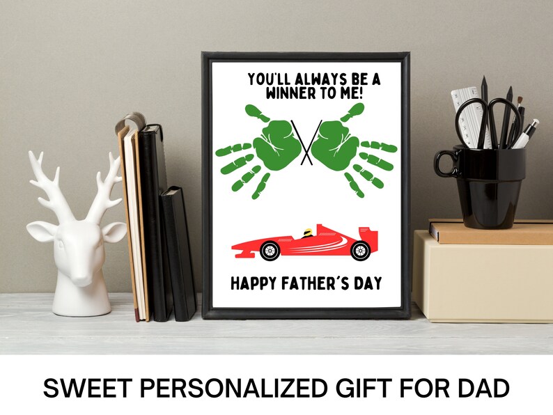 Handprint Art for Dad Printable Handprint Keepsake Gifts for Race Car ...