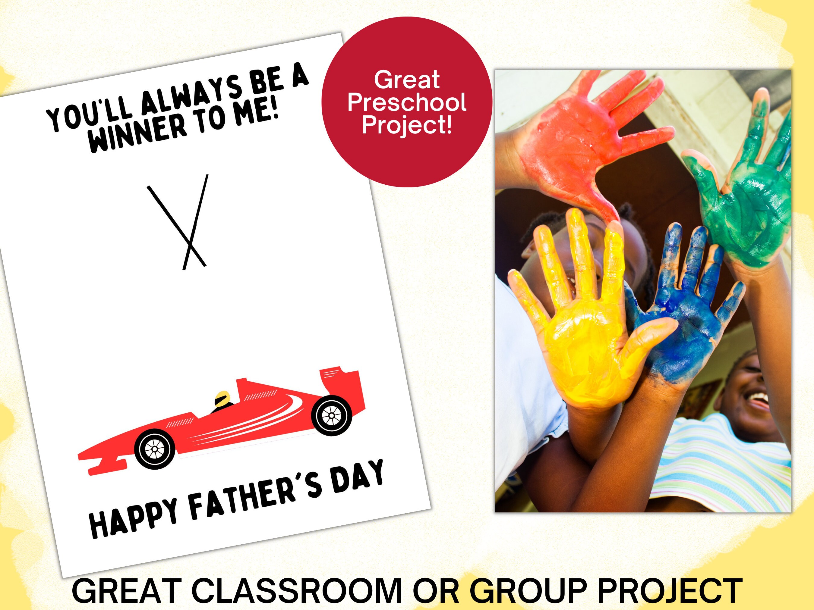 Handprint Art for Dad Printable Handprint Keepsake Gifts for Race Car ...