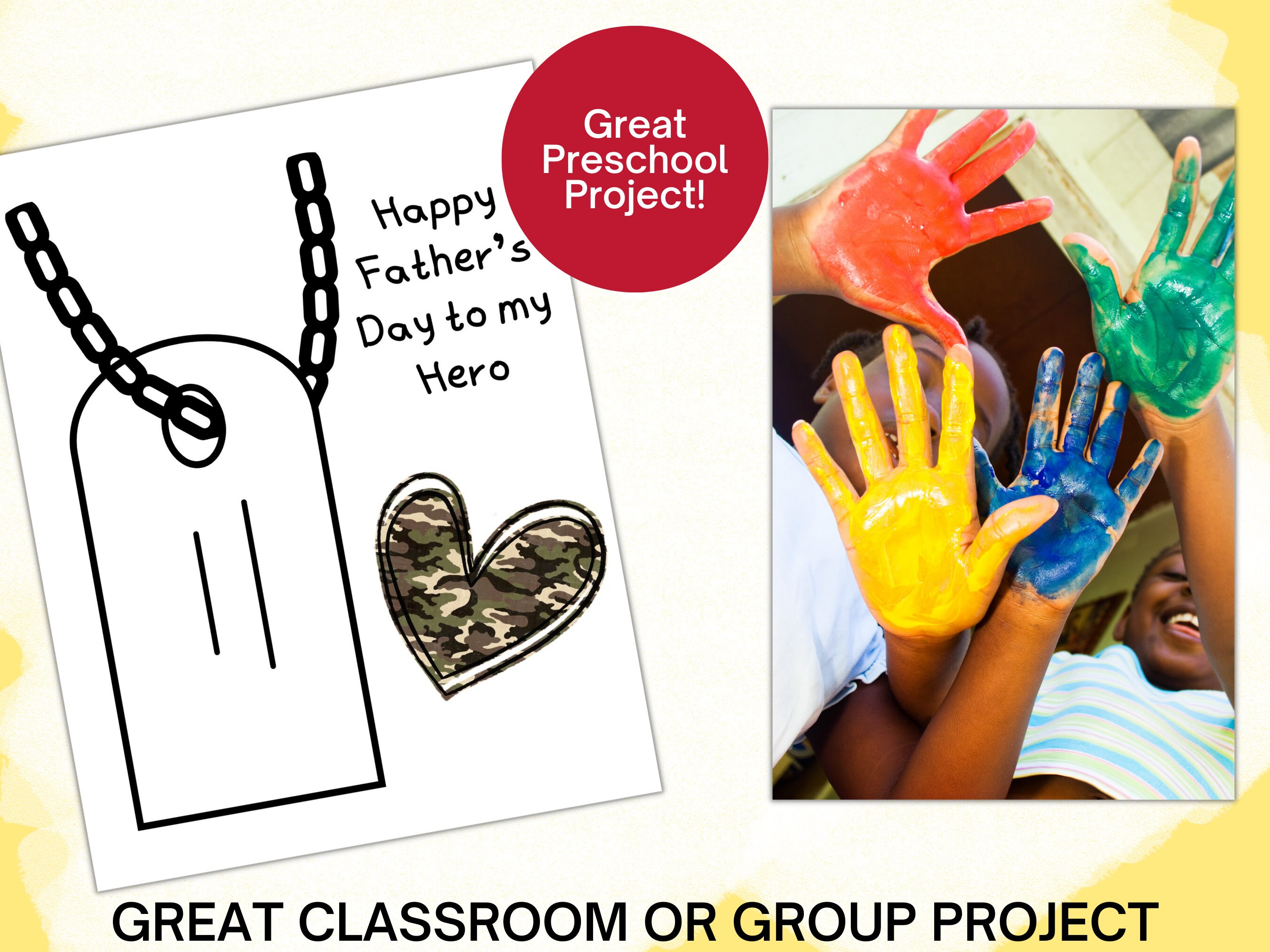 Handprint Art for Dad Printable Handprint Keepsake Gifts for Military ...