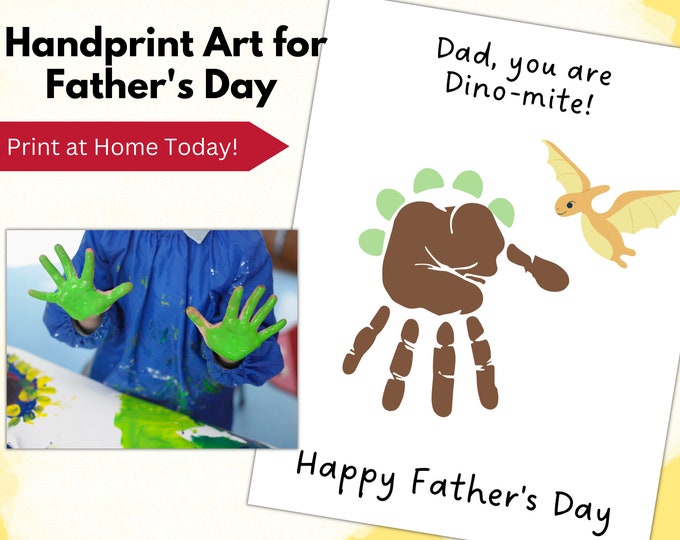 Fathers Day Dinosaur Handprint Printable, Newborn Keepsake, Dinosaur ...