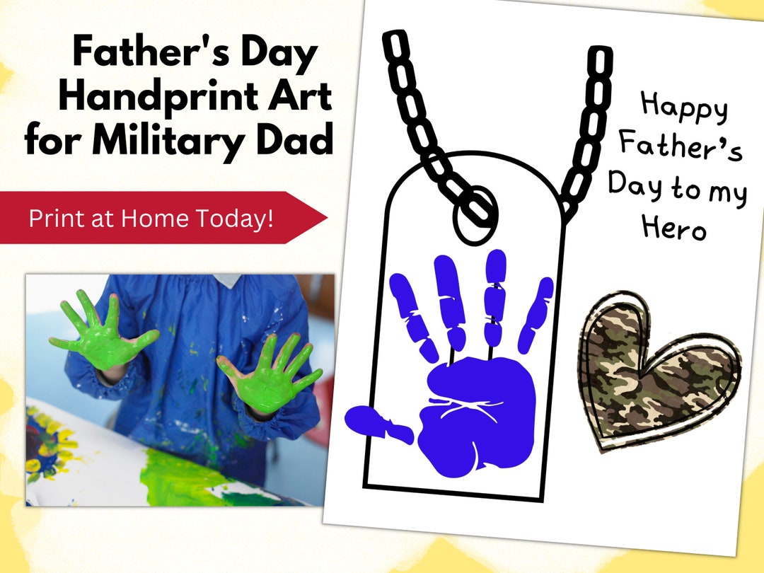Handprint Art for Dad Printable Handprint Keepsake Gifts for Military ...