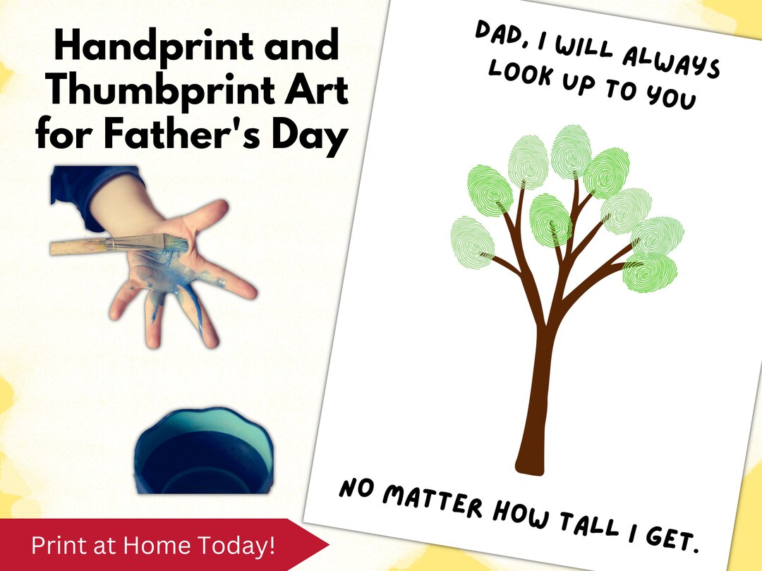 Handprint Art for Dad Printable Handprint Keepsake Gift Fathers Day ...