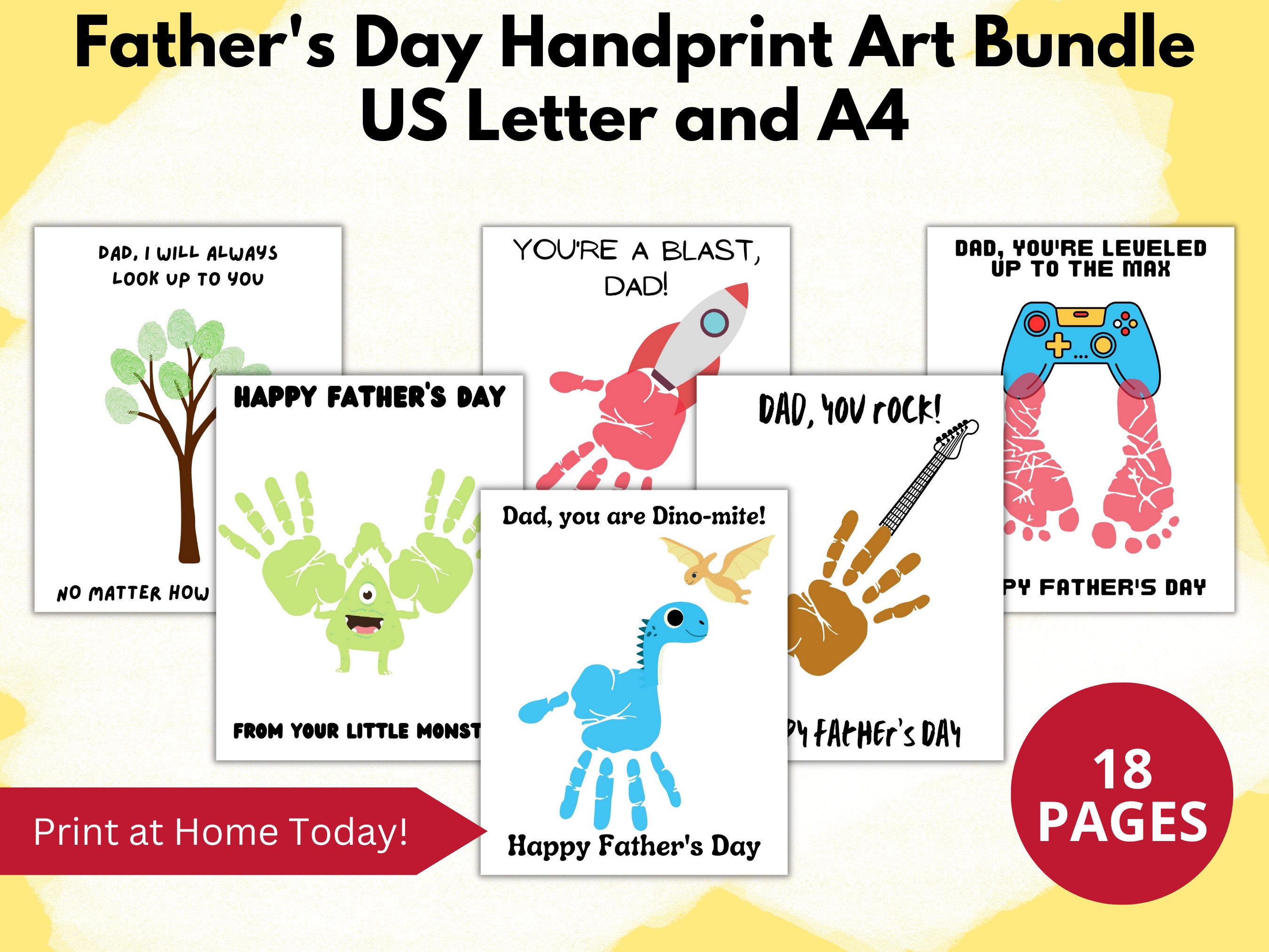 Printable Handprint Keepsake Gifts Printable Fathers Day Sentimental ...