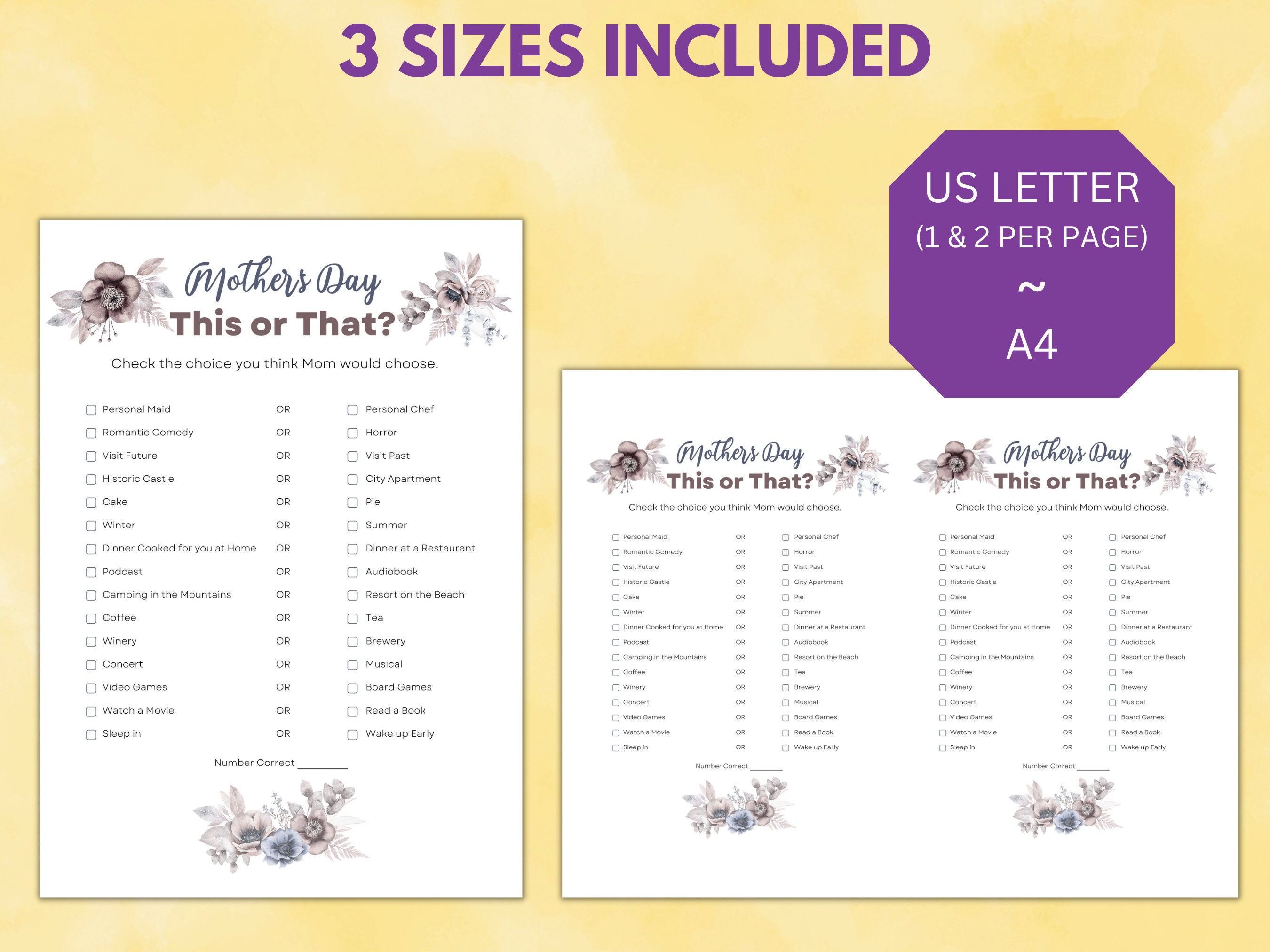 This or That Game for Mother's Day Printable Game Party Games Printable ...