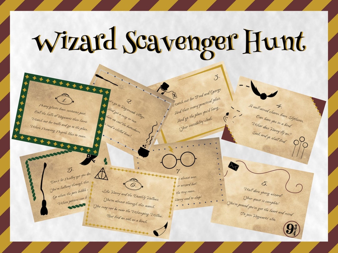 Wizard Birthday Scavenger Hunt, Kid Party Game, HP Party Printable, Wizard Party Game, Wizard ...