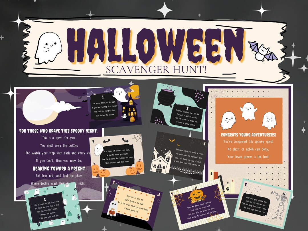 Printable Halloween Scavenger Hunt, Halloween Party Game, Jack O ...