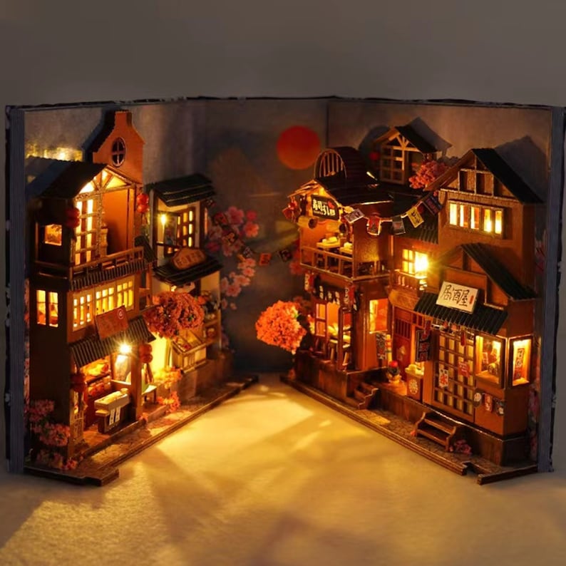 Japan Cherry Blossom Alley Book Nook DIY Kit With Ledjapanese - Etsy UK