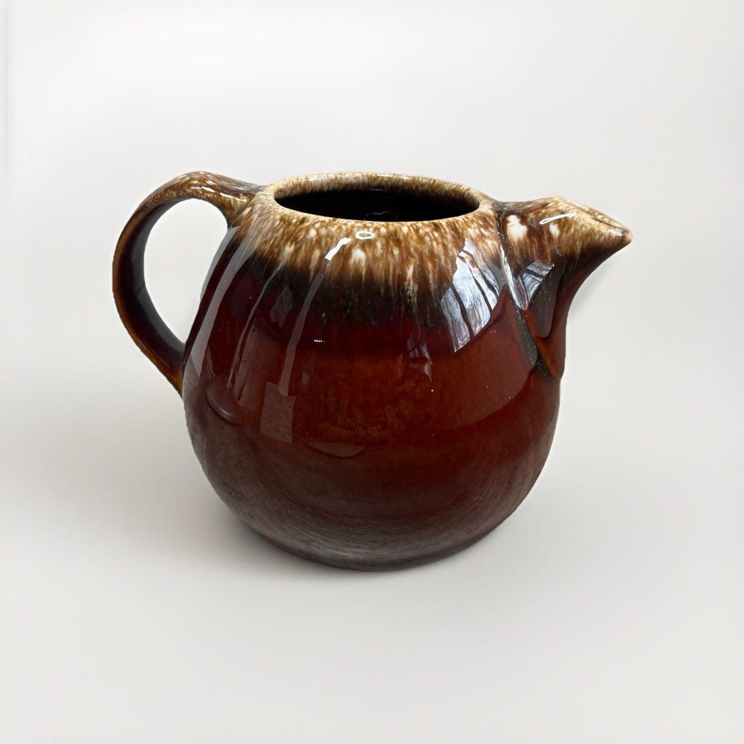 Vintage Hull Teapot Pottery Brown Drip W/out LID Oven Proof USA 5" Tall ...