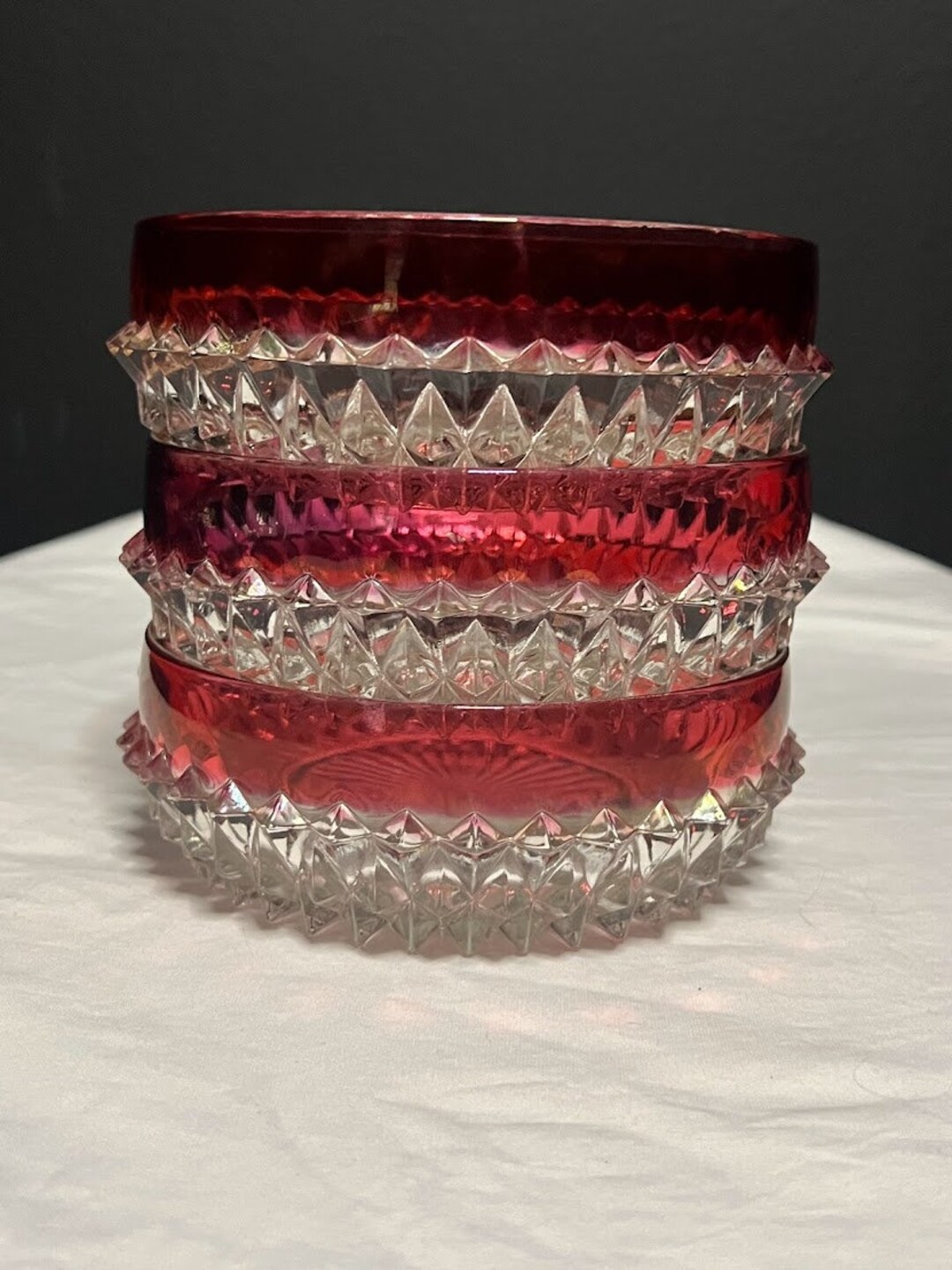 Antique Indiana Glass Kings Crown Red Diamond Pattern - Etsy