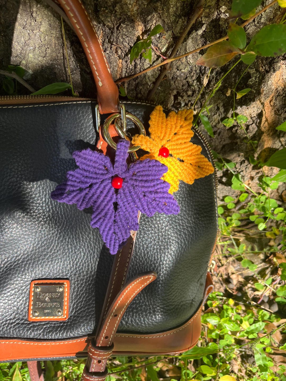 Macrame Bag Charm “maple Leaves” - Etsy
