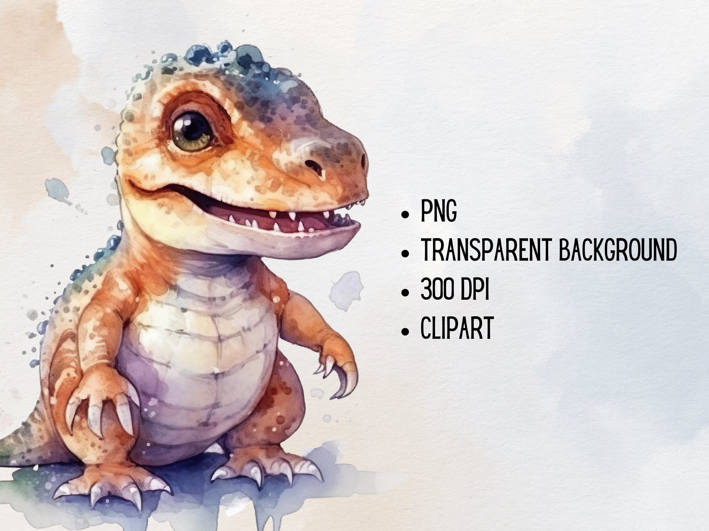 10 Cute Watercolor Dinosaurs Clipart, Baby Dinosaur, Digital Paper ...
