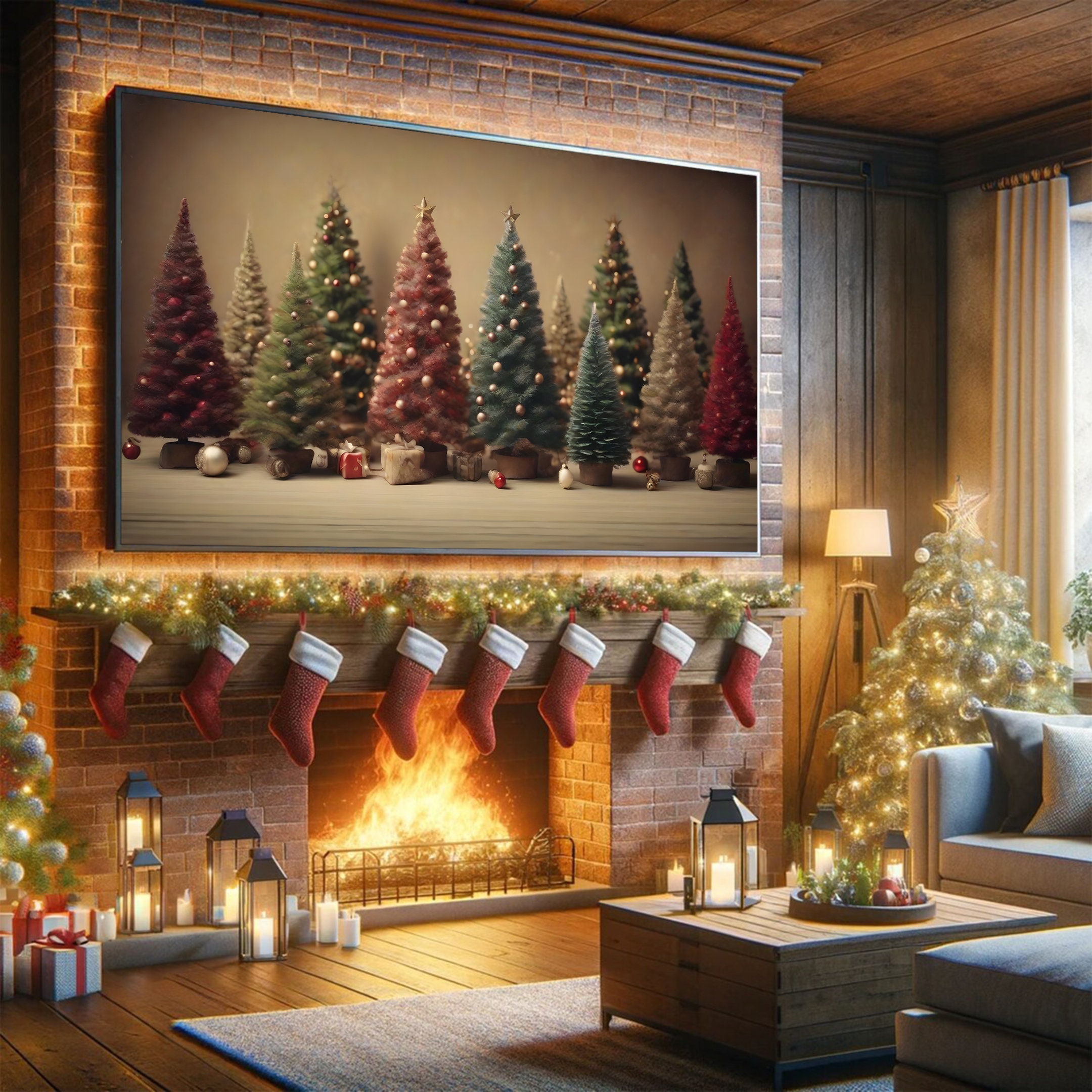 Christmas Trees Samsung Frame TV Art Moody Frame TV Art - Etsy