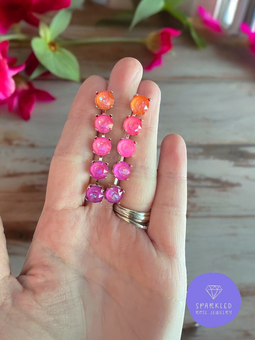 Tropical Ombre / Tropical Splash (matches Both) 8mm, 5 Stone Drop ...