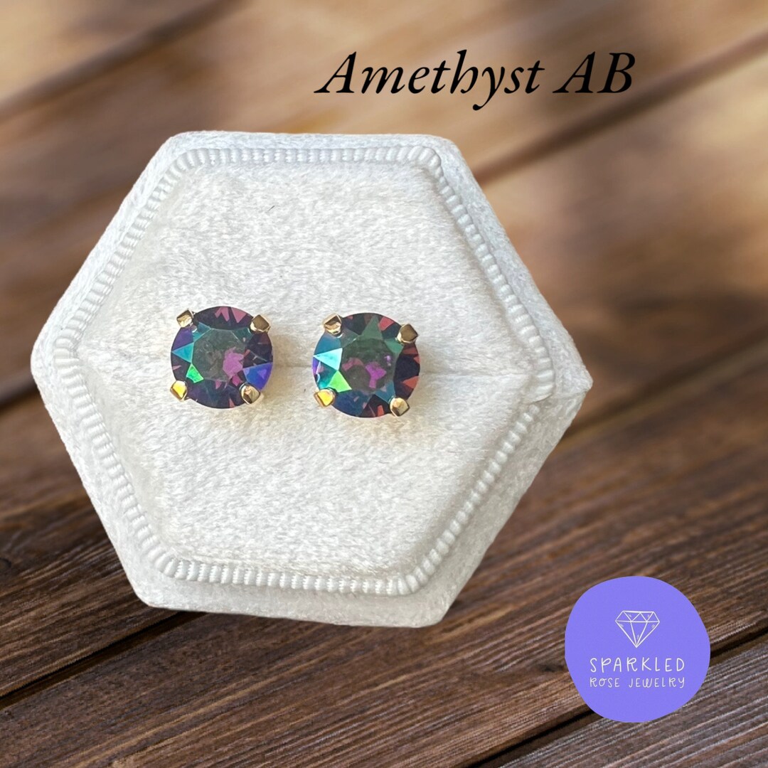 Amethyst AB Crystal Earrings. Genuine Austrian Crystal Earrings. Womens ...